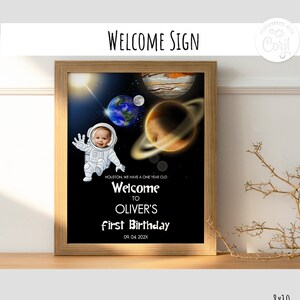 Editable Welcome Sign Space First Birthday Boy Girl Personalized With ...