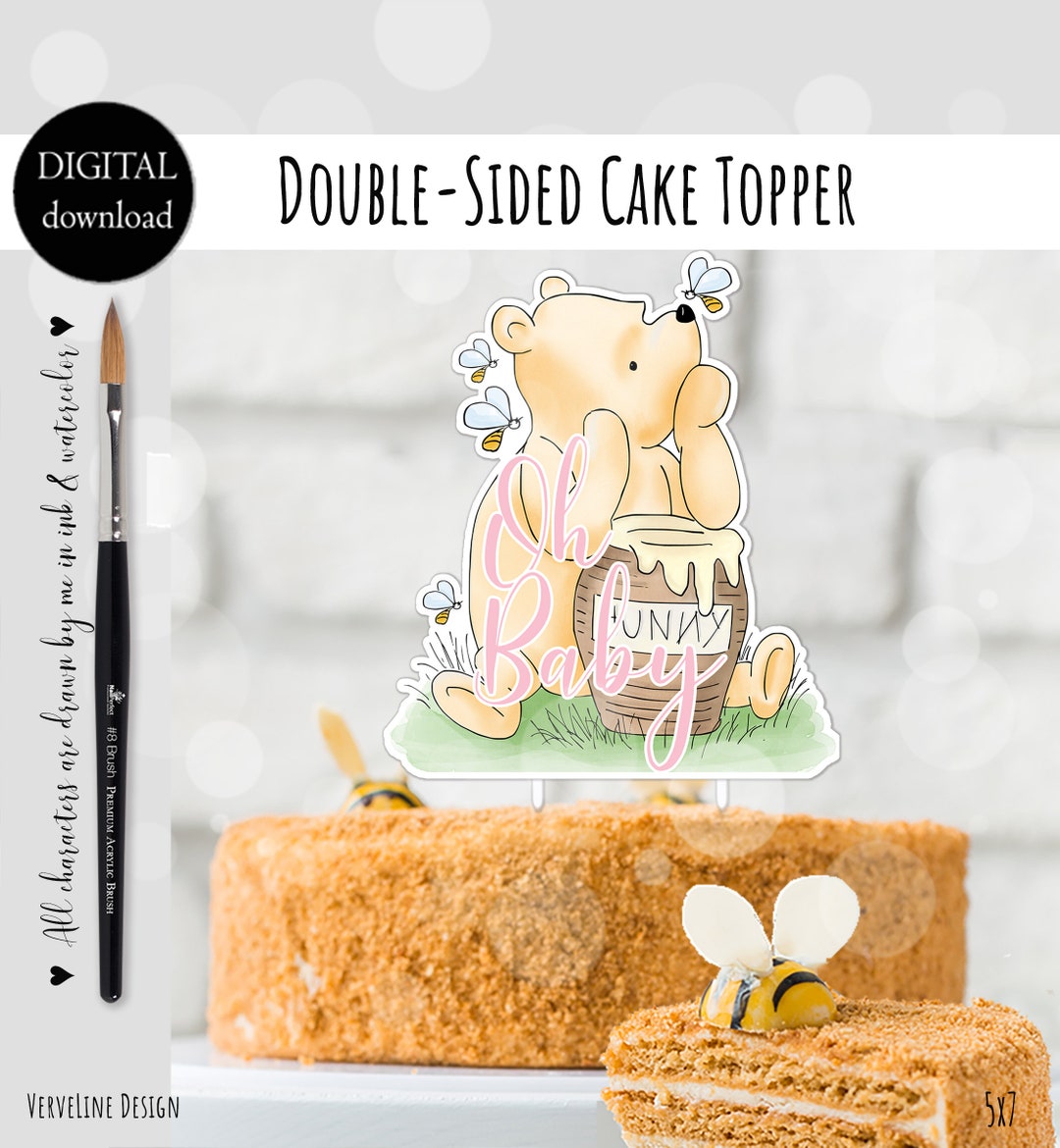 Double-sided Cake Topper Classic Winnie the Pooh Baby Shower Oh Baby ...