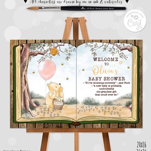 Editable Welcome Sign Open Book Baby Shower Birthday Girl Classic ...