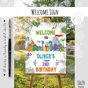 Editable Welcome Sign Dinosaur Birthday Sign Dino Roar Birthday Boy ...