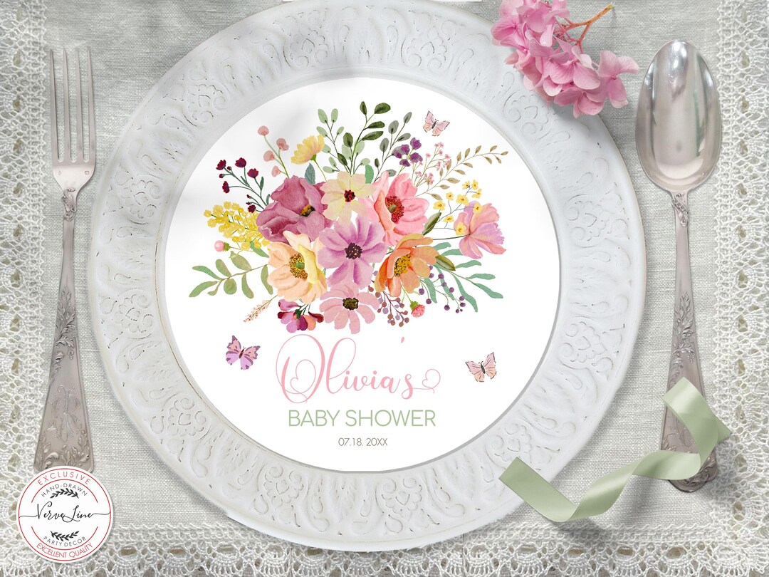 Editable Baby in Bloom Baby Shower Charger Plate Insert Instant ...