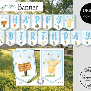 Birthday Watercolor Blue Banner Classic Party Favors Banner - Etsy