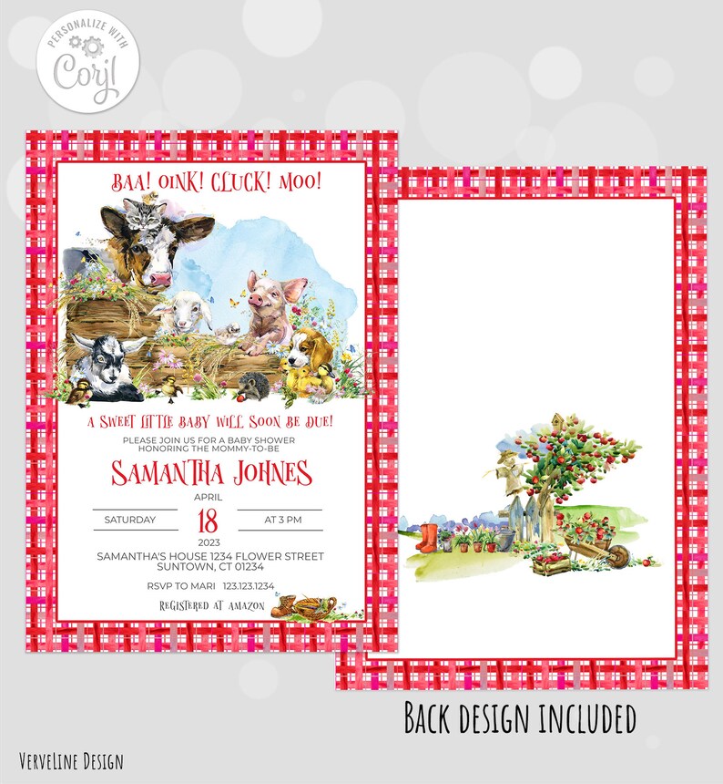 Editable Farm Baby Shower Sprinkle Boy Girl Invitation Farm - Etsy