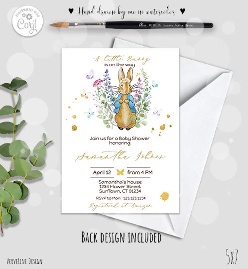 Invitations & Announcements Editable Peter Rabbit Baby Shower ...