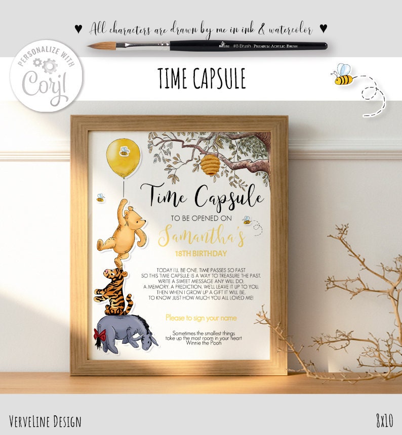 Editable Time Capsule Classic Winnie the Pooh 1st Birthday - Etsy