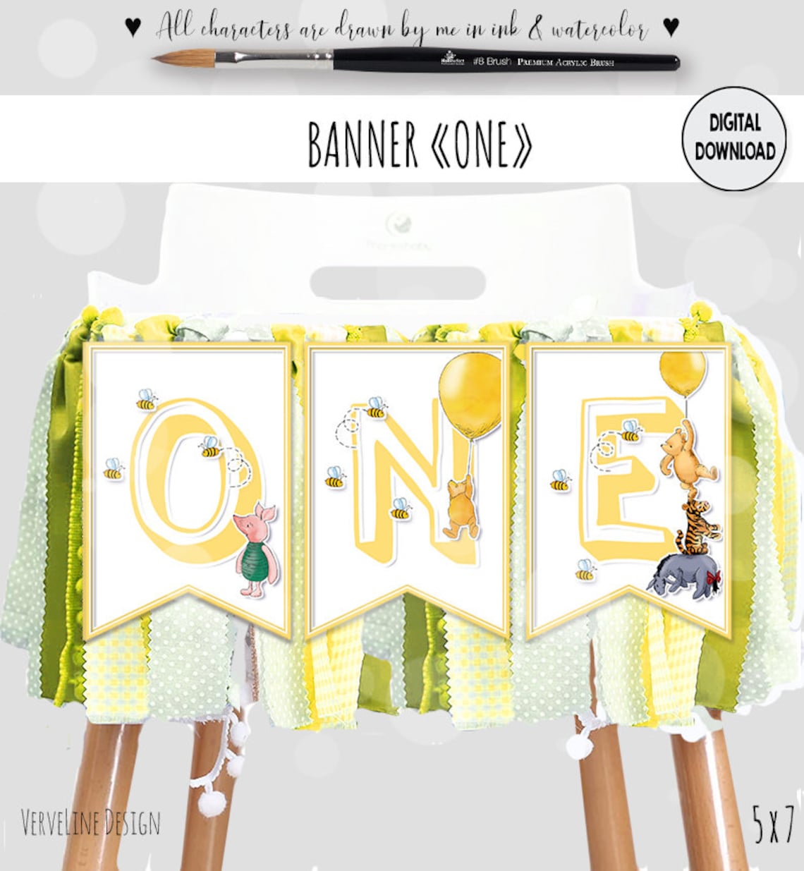 Banner ONE Classic Winnie the Pooh 1st Birthday Party Banner - Etsy