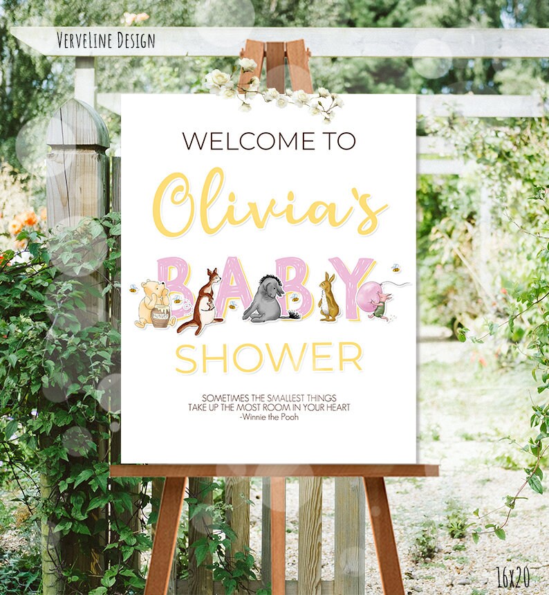 Editable Welcome Sign Classic Winnie the Pooh Baby Shower BABY - Etsy