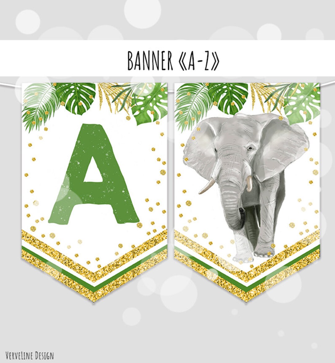 A-Z Alphabet Numbers Banner Wild One Birthday Party Safari Zoo Tropical ...