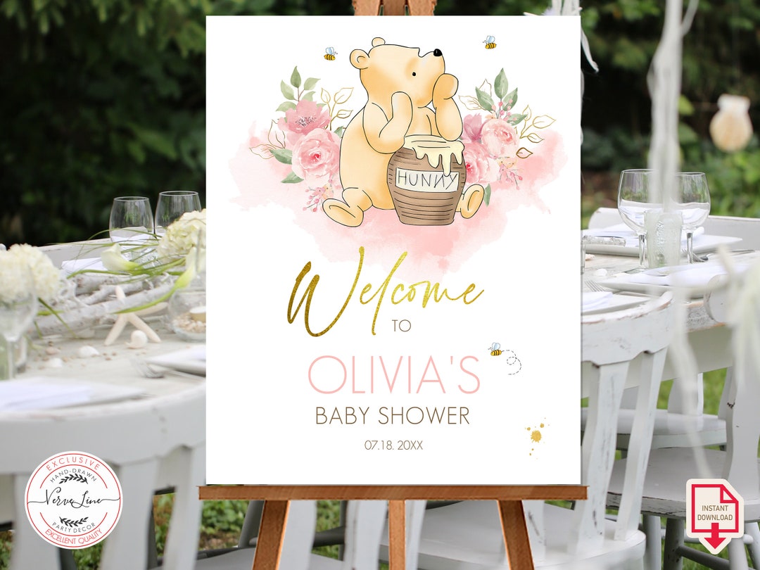 Editable Welcome Sign for a Classic Winnie the Pooh Themed Baby Shower ...