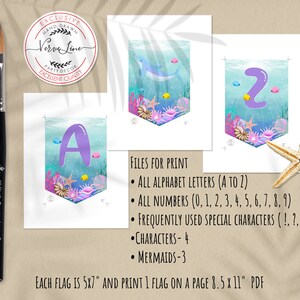 Mermaid Alphabet Banner Letters A to Z Numbers for a Themed Under the ...