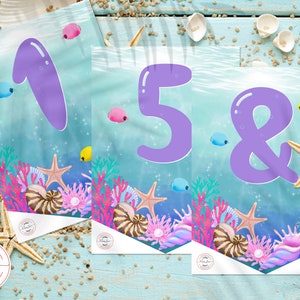 Mermaid Alphabet Banner Letters A to Z Numbers for a Themed Under the ...