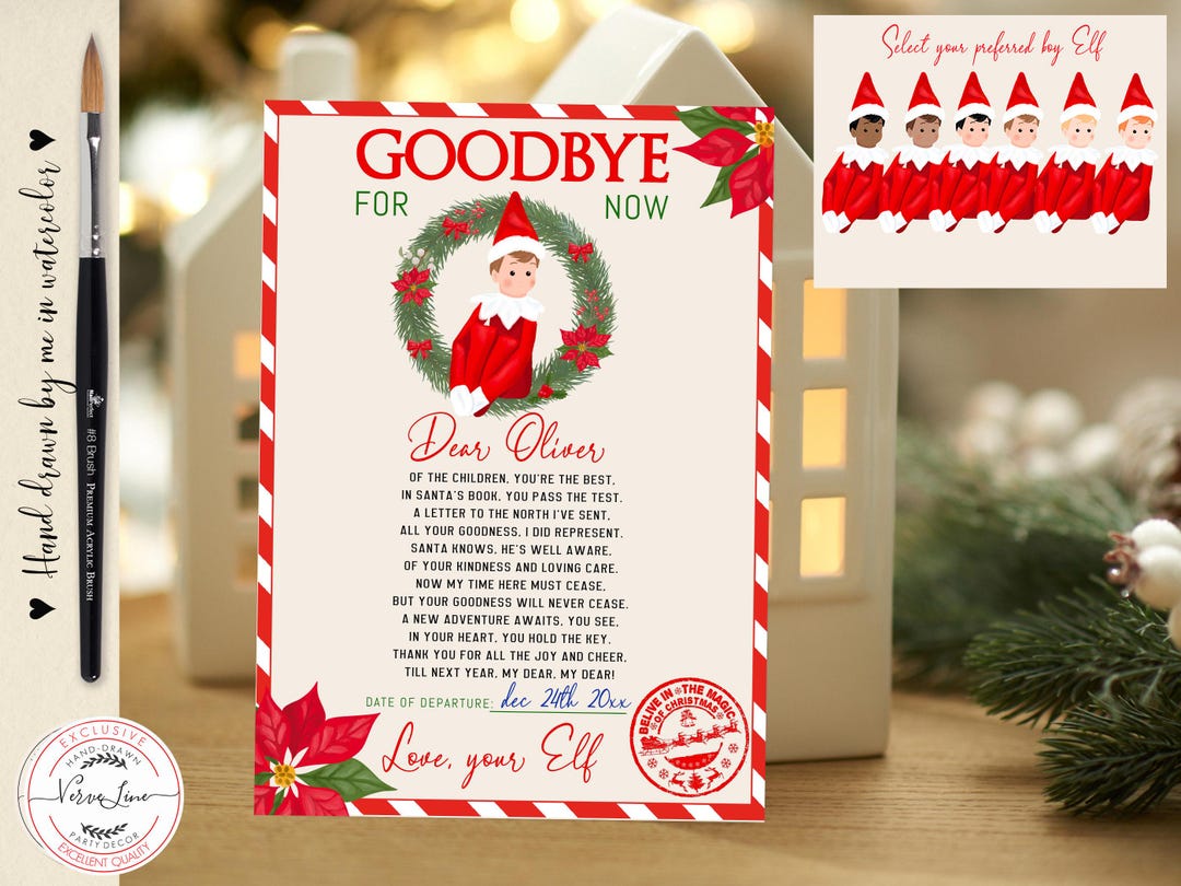 Editable Elf Goodbye Letter Boy Departure Letter Christmas Goodbye From ...