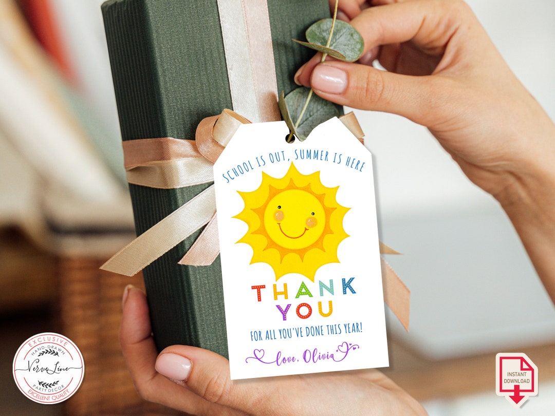 Editable Thank You Tag Sun Teacher Appreciation Gift Tag Teacher ...