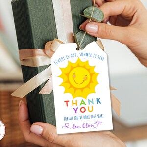 Editable Thank You Tag Sun Teacher Appreciation Gift Tag Teacher ...