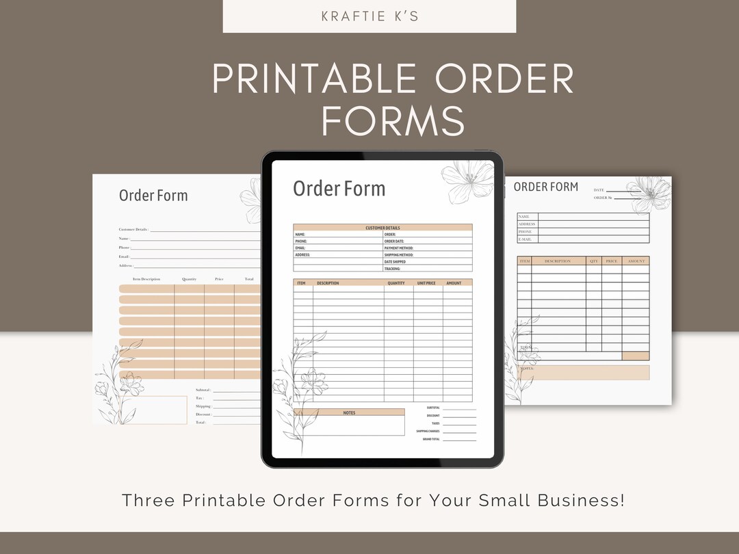 Order Forms Template PDF Printable. Small Business Order Forms ...