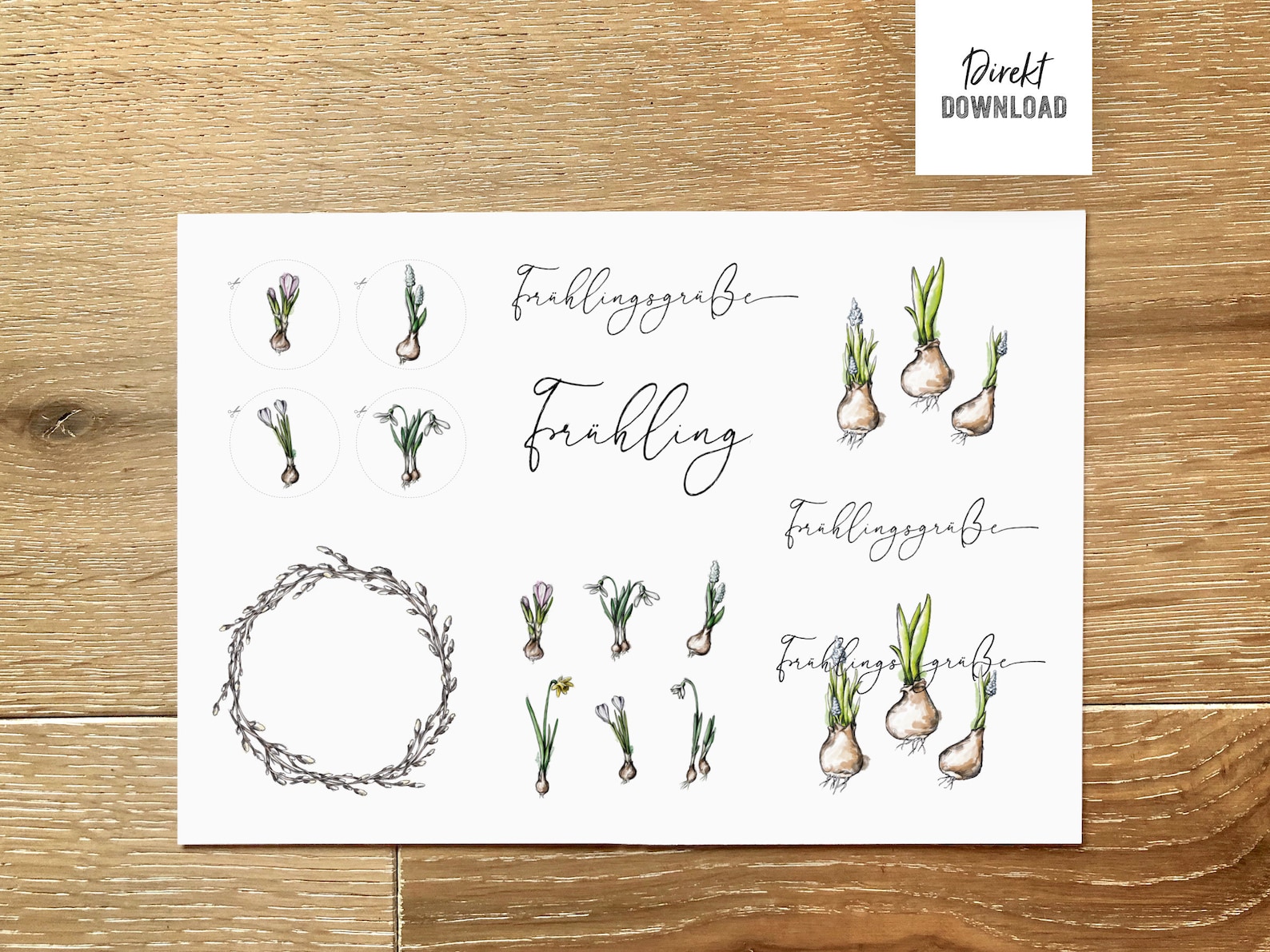 DIY Printable Template With Spring Lettering and Early Bloomers. - Etsy