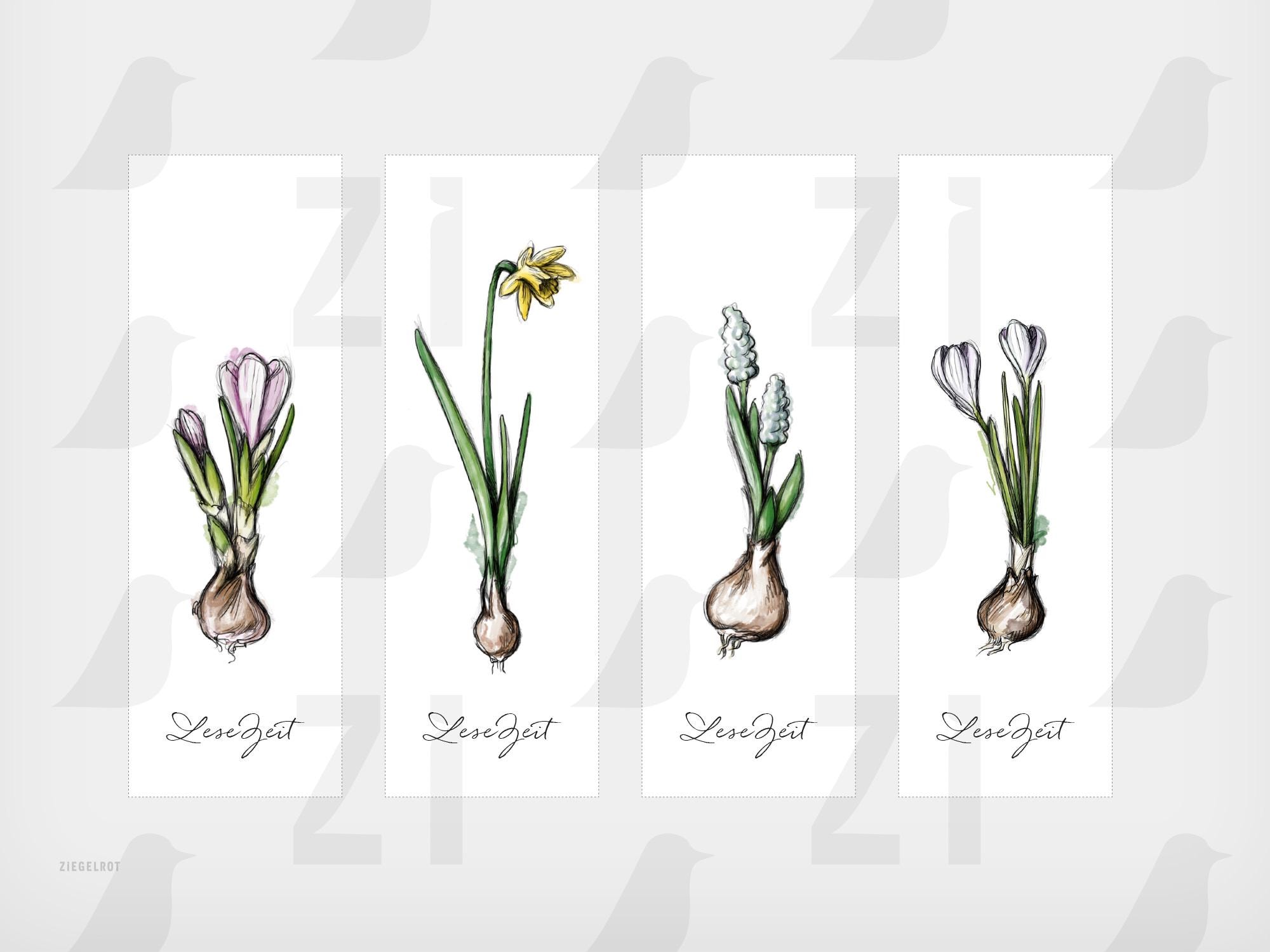 Printable Spring-themed Bookmarks, Early Bloomers, Set of Four ...