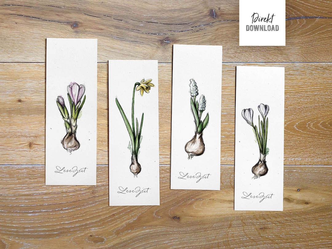 Printable Spring-themed Bookmarks, Early Bloomers, Set of Four ...