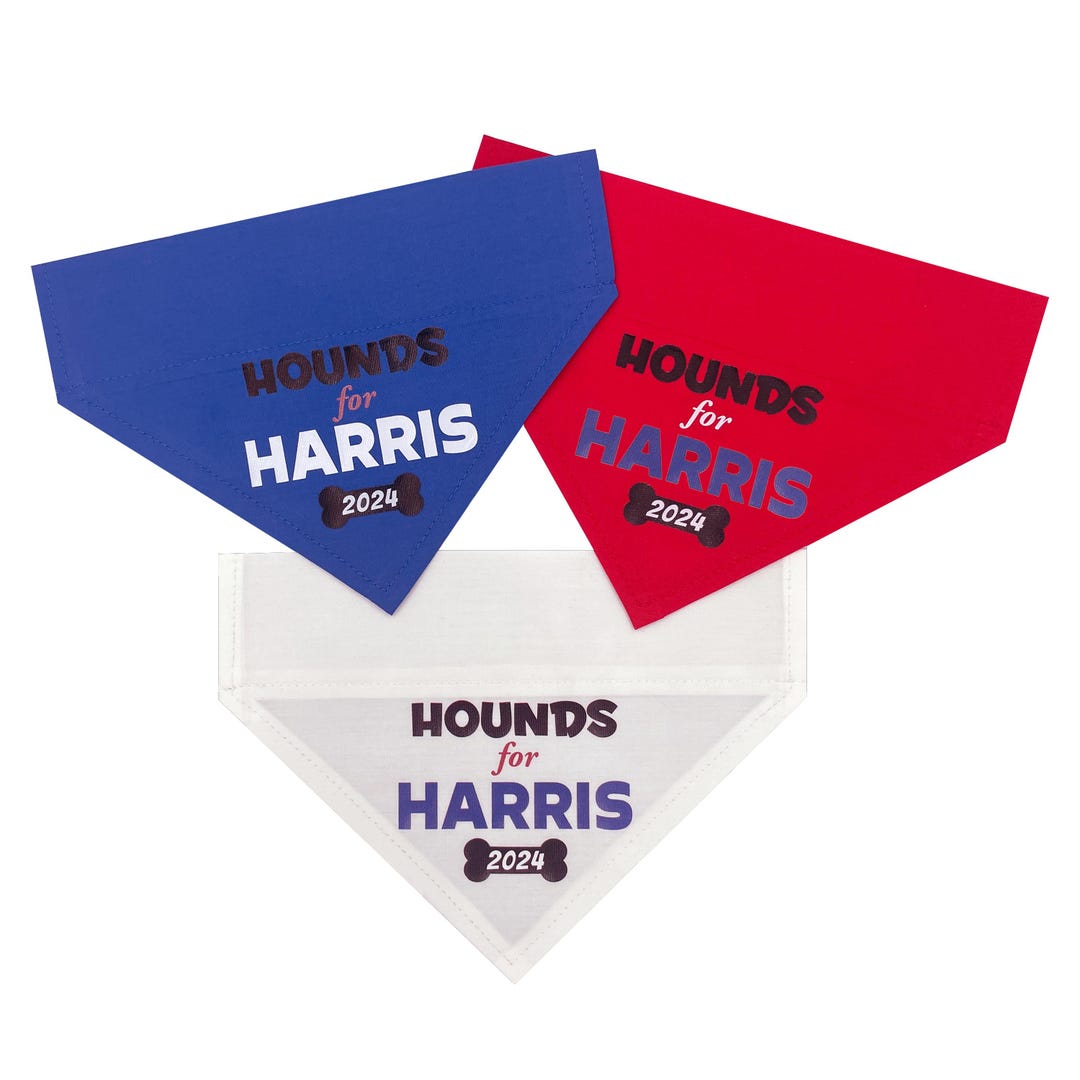 Hounds for Kamala Harris and Tim Walz Over the Collar Dog Bandana ...