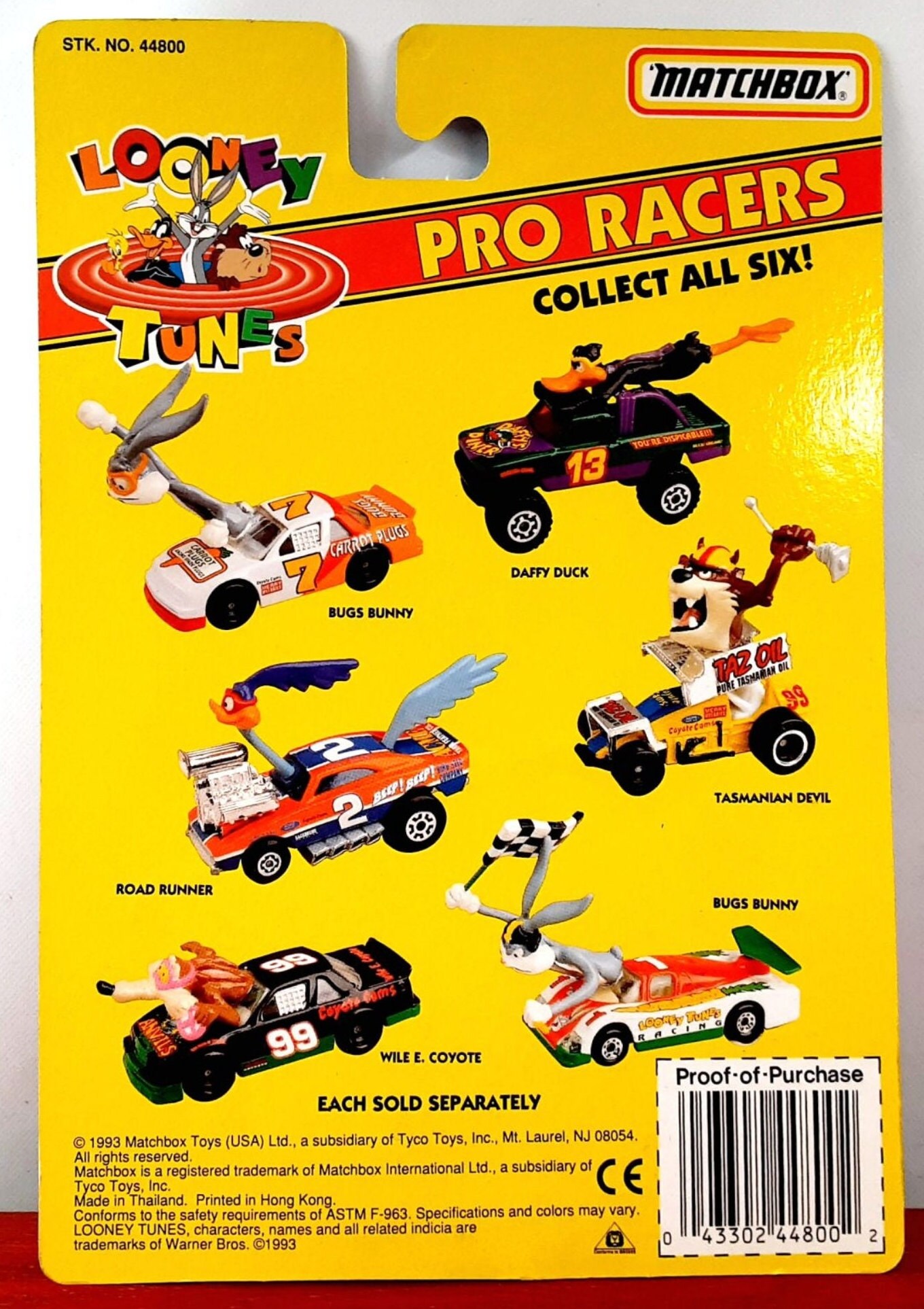 Matchbox Bugs Bunny W/ Flag Looney Tunes Pro Racers Diecast in Race Car ...