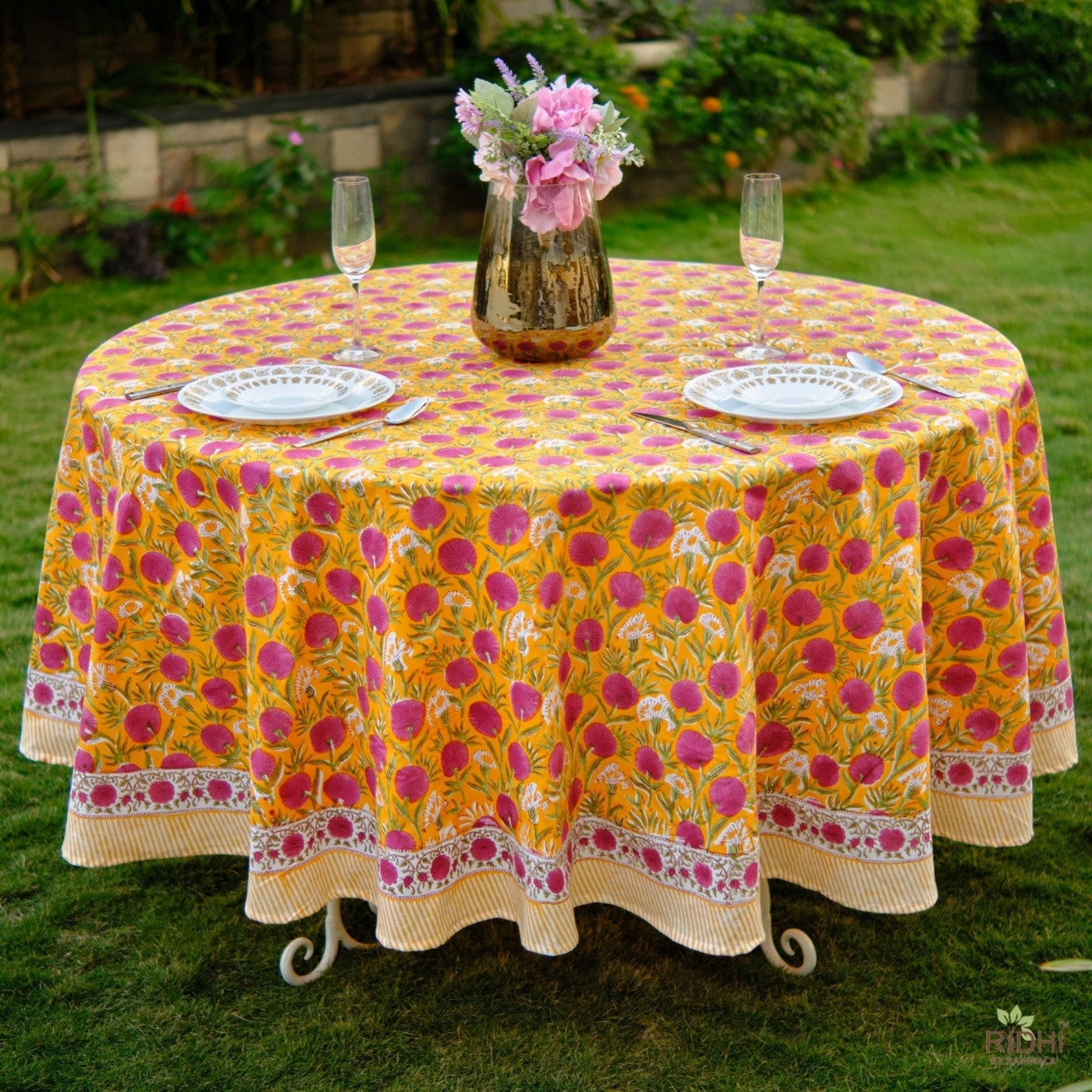 Round Block Print Table Cloth Floral Print Table Round Cloth - Etsy