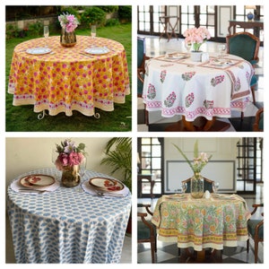 Round Block Print Table Cloth Floral Print Table Round Cloth - Etsy