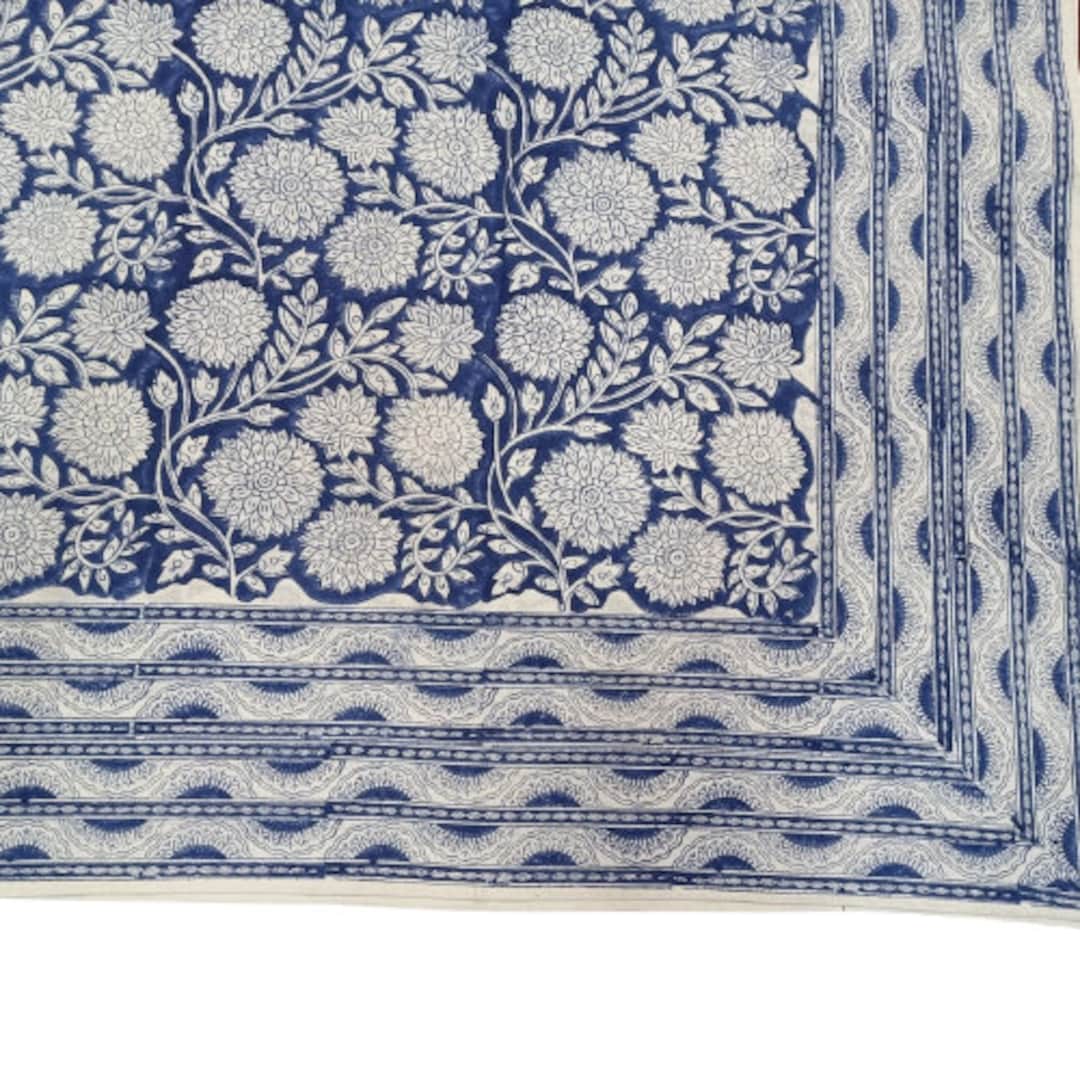 Blue Floral Tablecloths, Printed Table Linen, Boho Table Decor Cloths ...