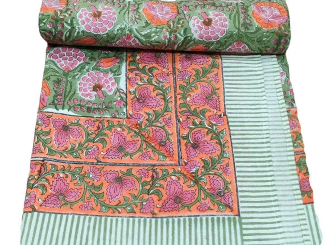 Green Tablecloth Block Print Table Cloth Boho Throw Table Cover Dinning ...