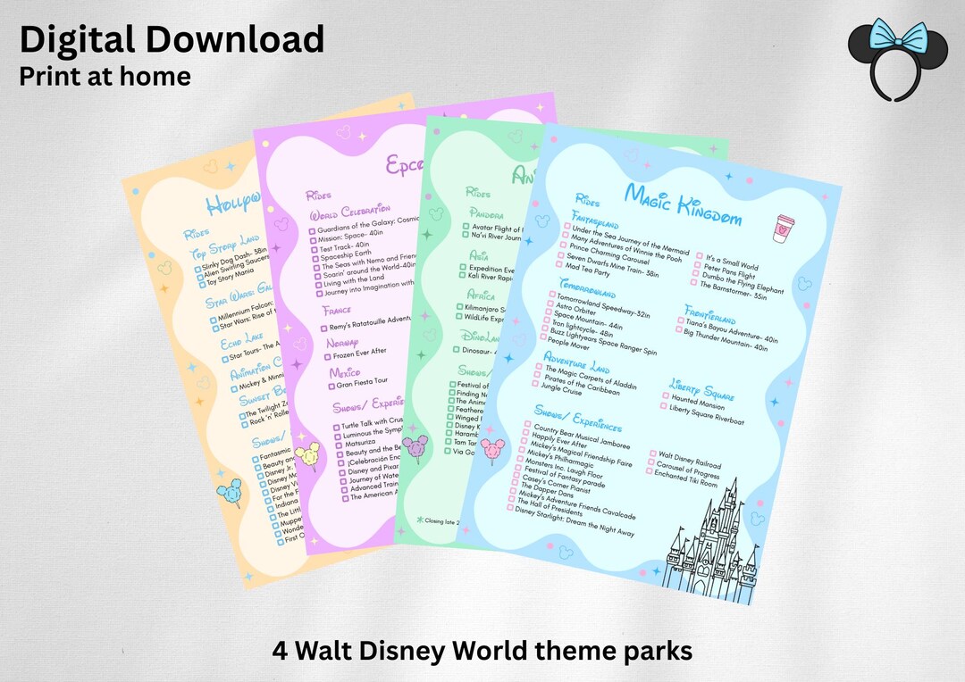 Walt Disney World Rides Checklist | Disney Parks Checklist | Orlando ...