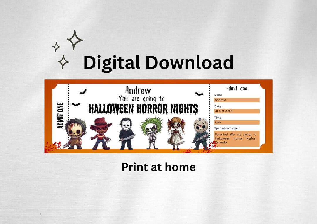 Halloween Horror Nights Ticket: Printable Surprise Gift (digital ...