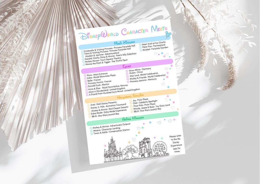Disneyworld Character Meet and Greet Checklist | Disney World Planning ...