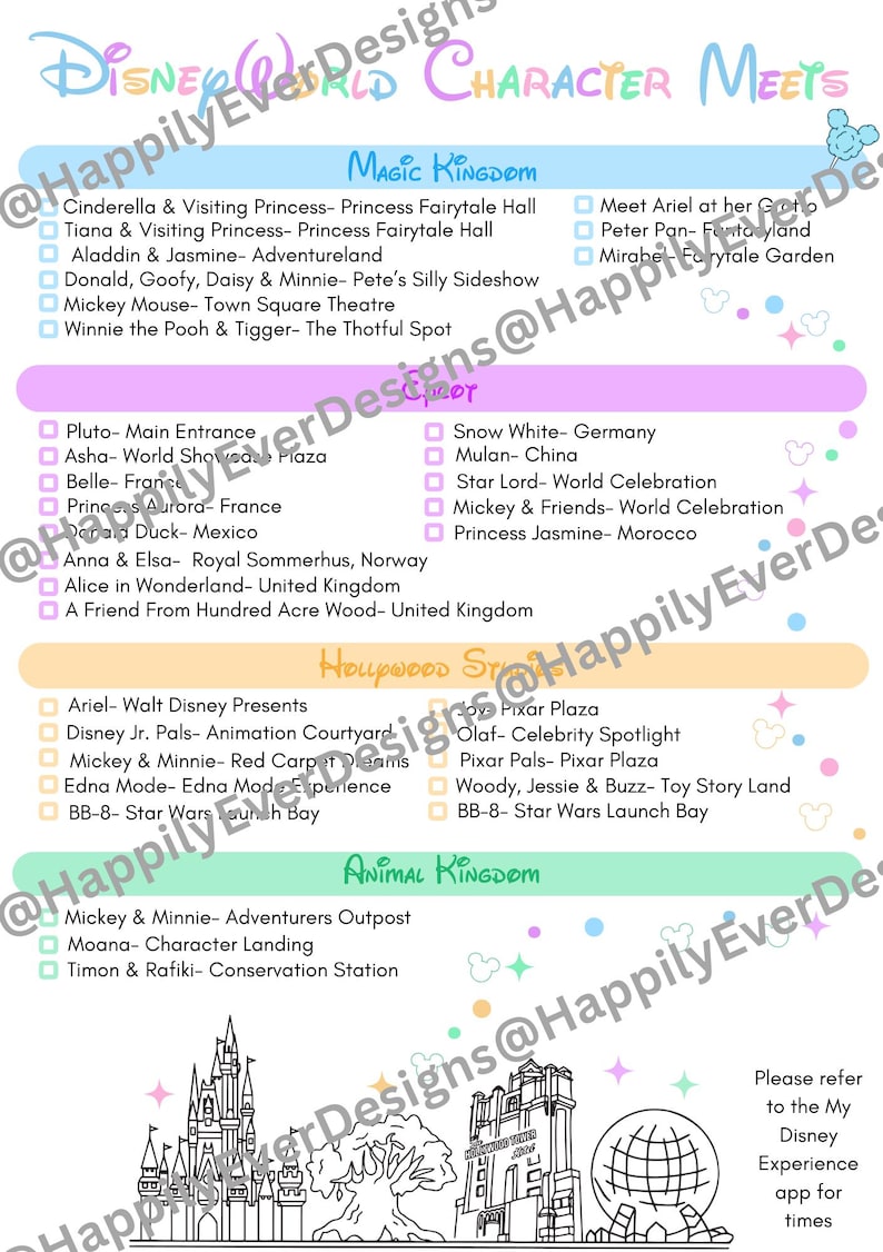Disneyworld Character Meet and Greet Checklist | Disney World Planning ...