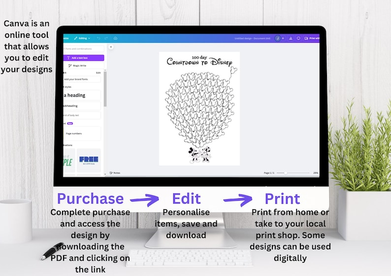 Mickey and Minnie Disney Countdown | Color in Balloon Chart (PDF ...