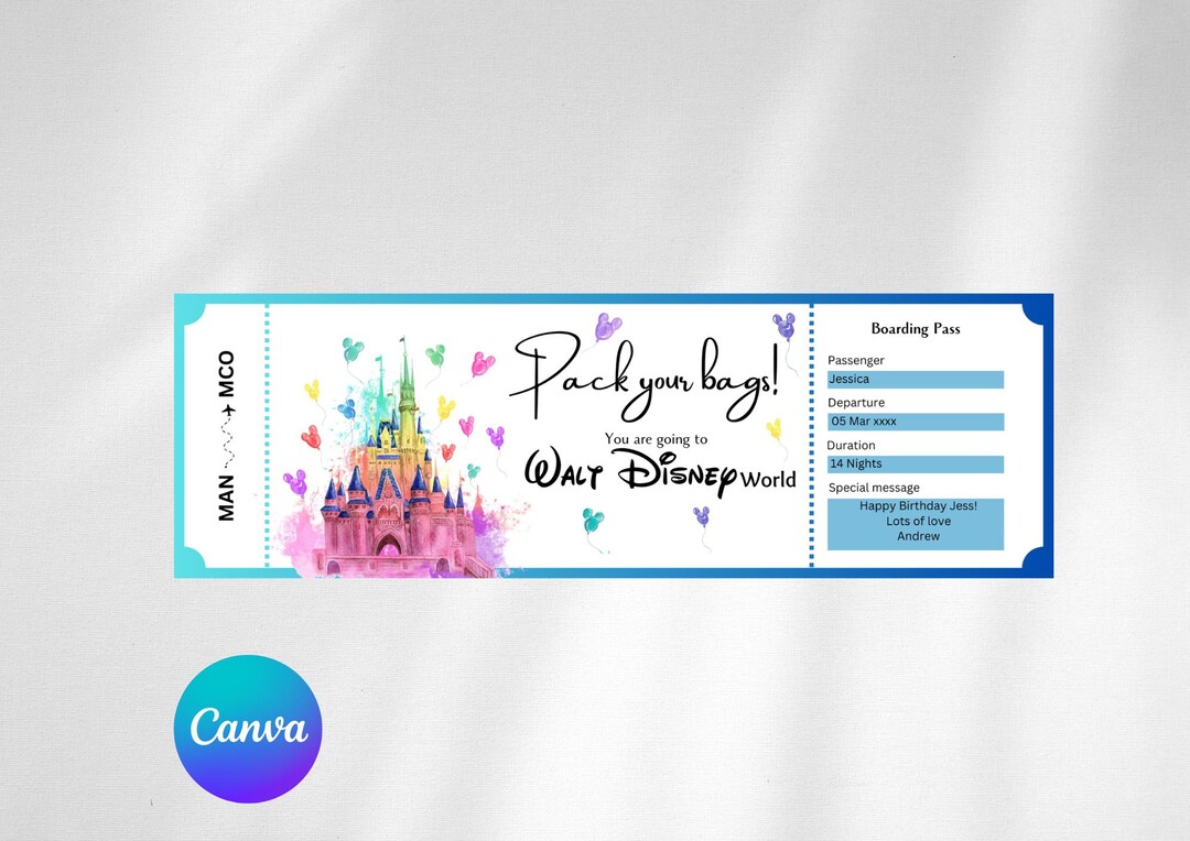 Disney Surprise Ticket | Walt Disney World Reveal Ticket | Printable ...