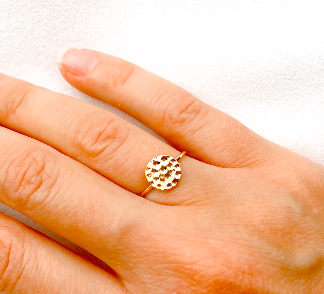 ADÈLE Round Ring Crumpled Gold Plated 3 Microns 18k - Etsy