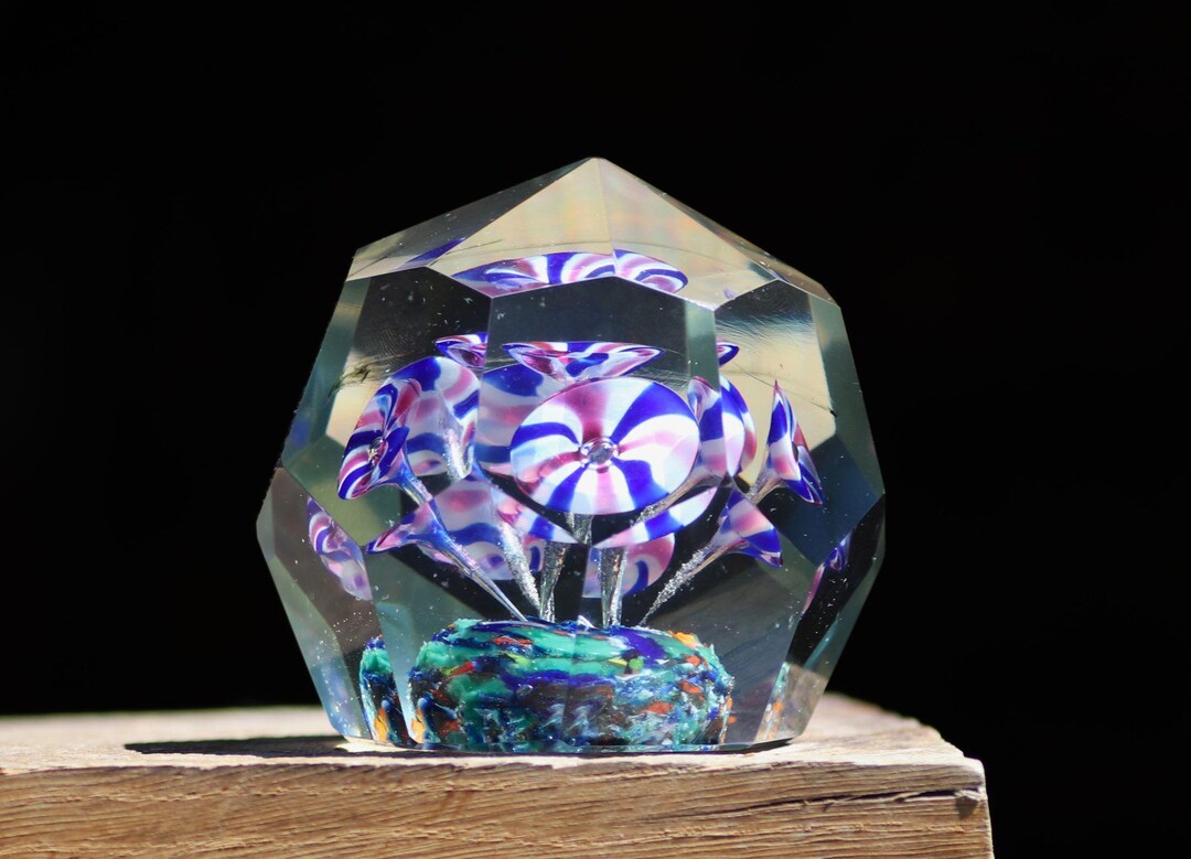 Antique Bohemian Floral Fancy Cut Glass Paperweight - Etsy