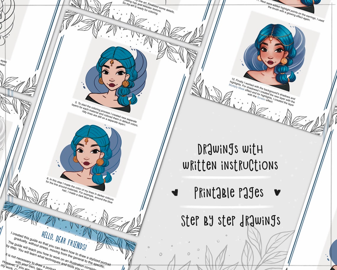 How to Draw A Girl | Stylized Portrait | Digital Step by Step Drawing ...