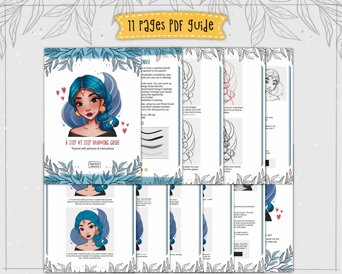 How to Draw A Girl Stylized Portrait Digital Step by Step Drawing Guide ...