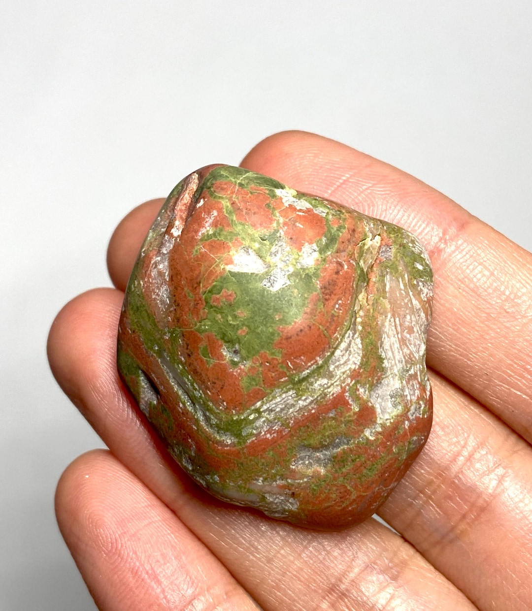 Rare Pattern Unakite Crystal, Unpolished Natural Stone, Green and ...