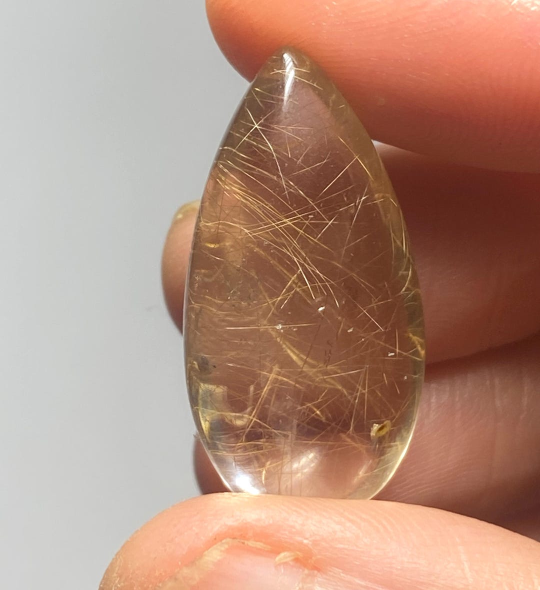 Polished Golden Rutiled Inclusion Quartz Crystal, Teardrop Rutile ...