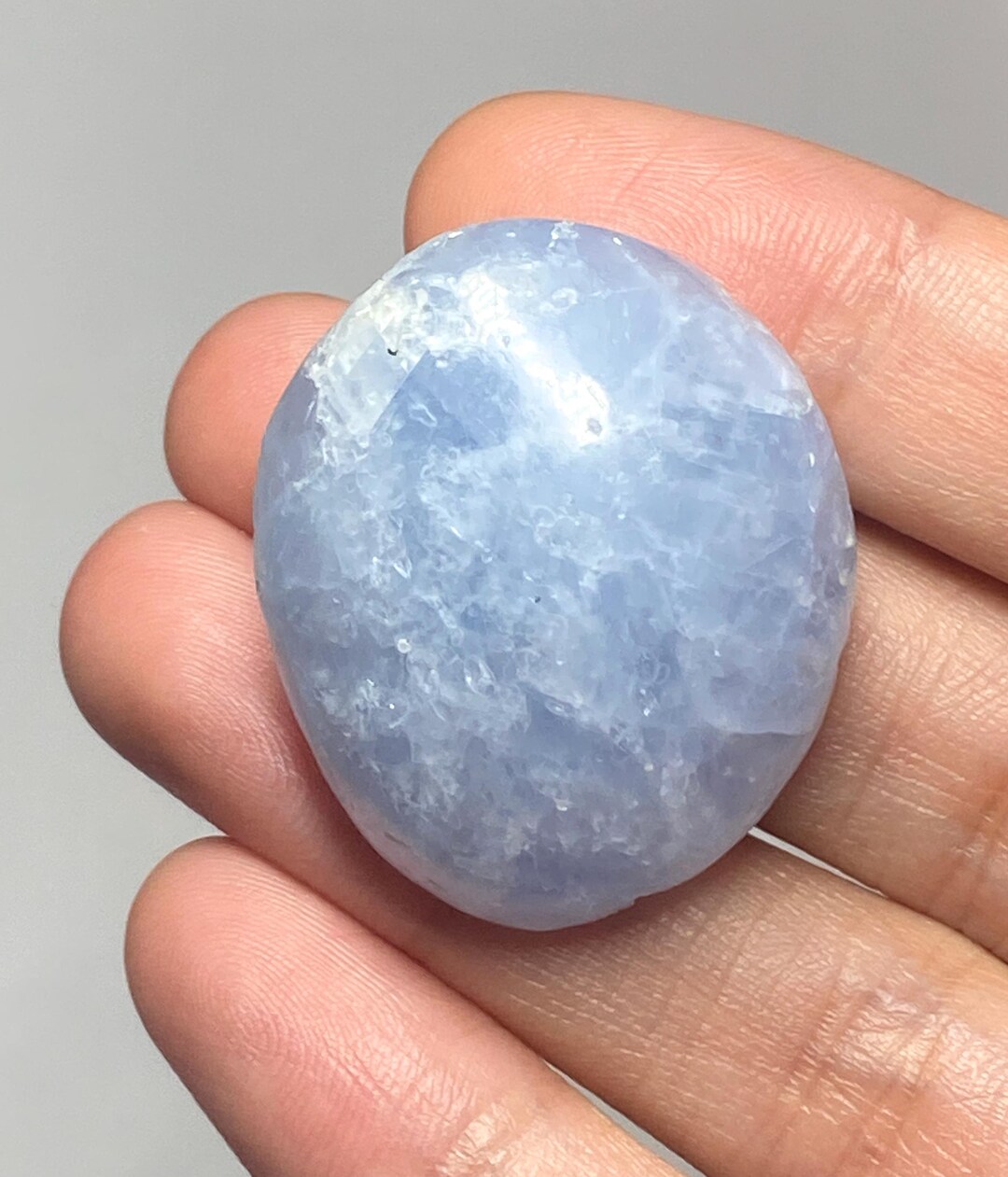 Handcrafted Blue Celestite Quartz Palm Stone, Worry Stones, Polished ...