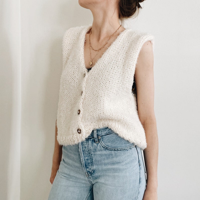 Bulky Knit V Neck Vest - Etsy
