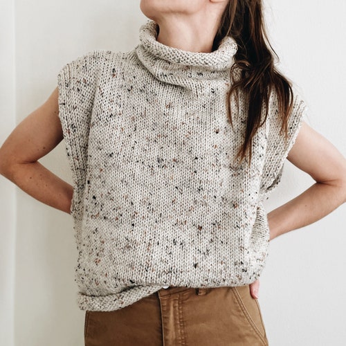 Knit Oversized Chunky Slipover Vest Easy Knitting Pattern - Etsy