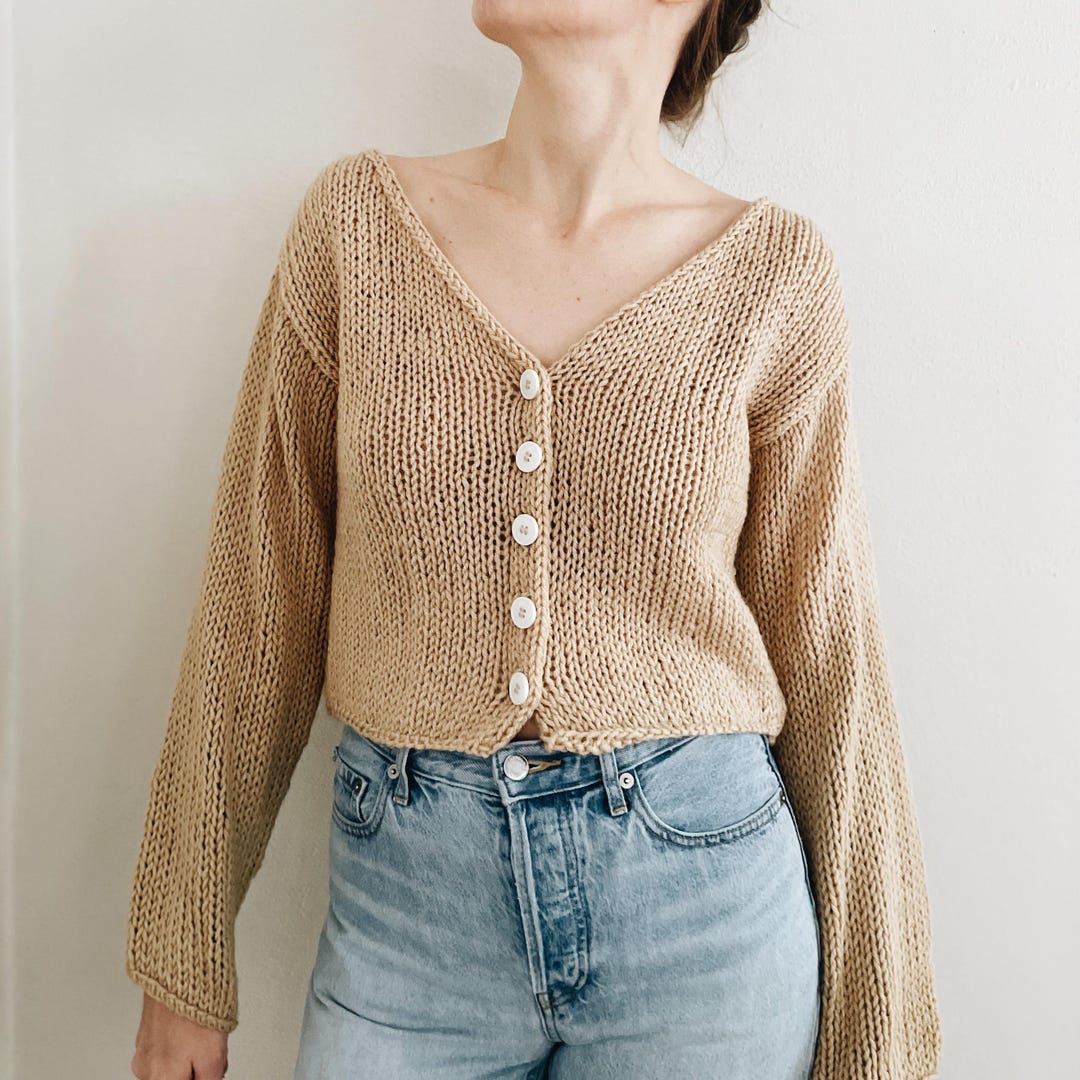 Knitting Pattern | the Lillian | Lightweight Button up Cropped V Neck ...