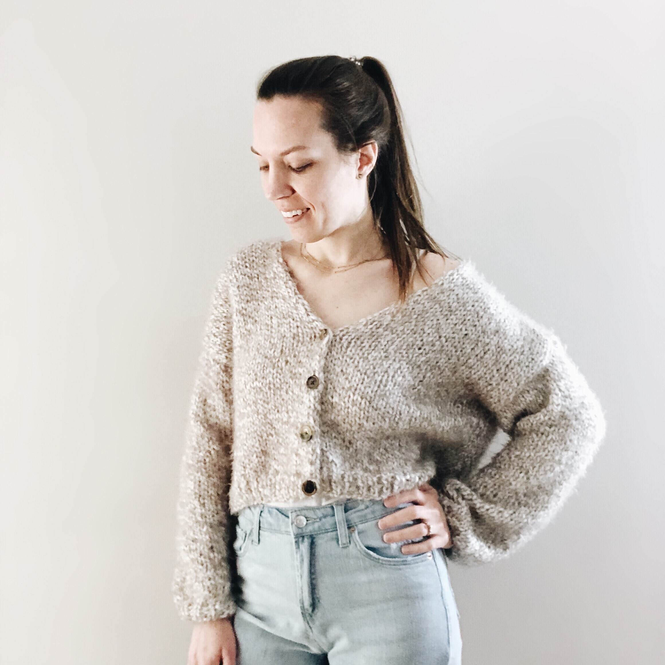 Knitting Pattern The Adelia Modern V Neck Cropped Cardigan Etsy