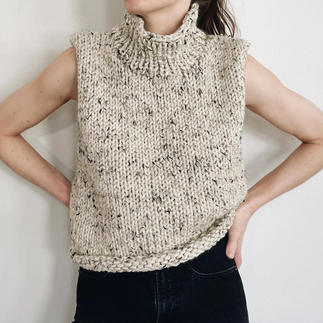 Knitting Pattern | the Delanie | Chunky Classic Turtleneck Sleeveless ...