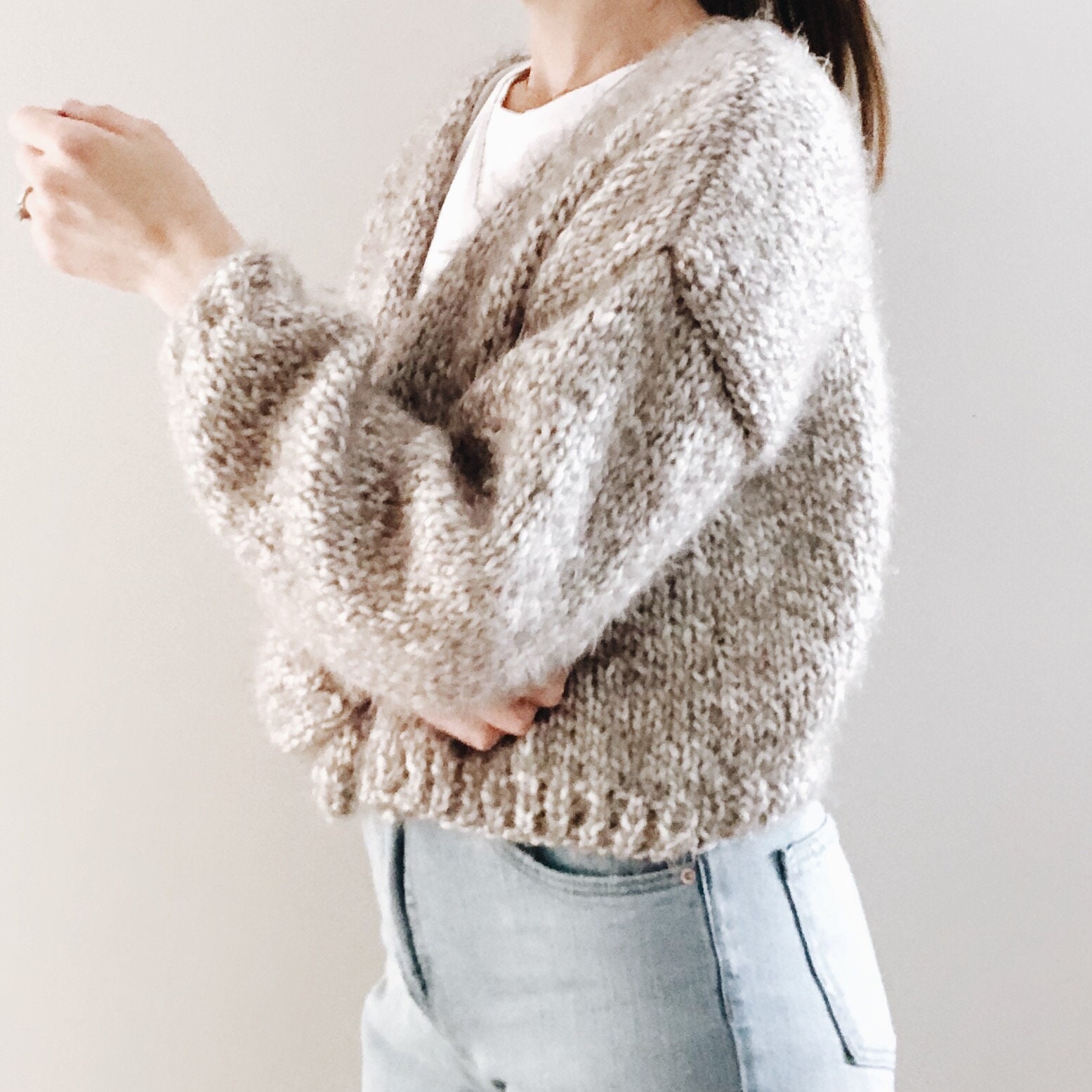 Knitting Pattern The Adelia Modern V Neck Cropped Cardigan Etsy