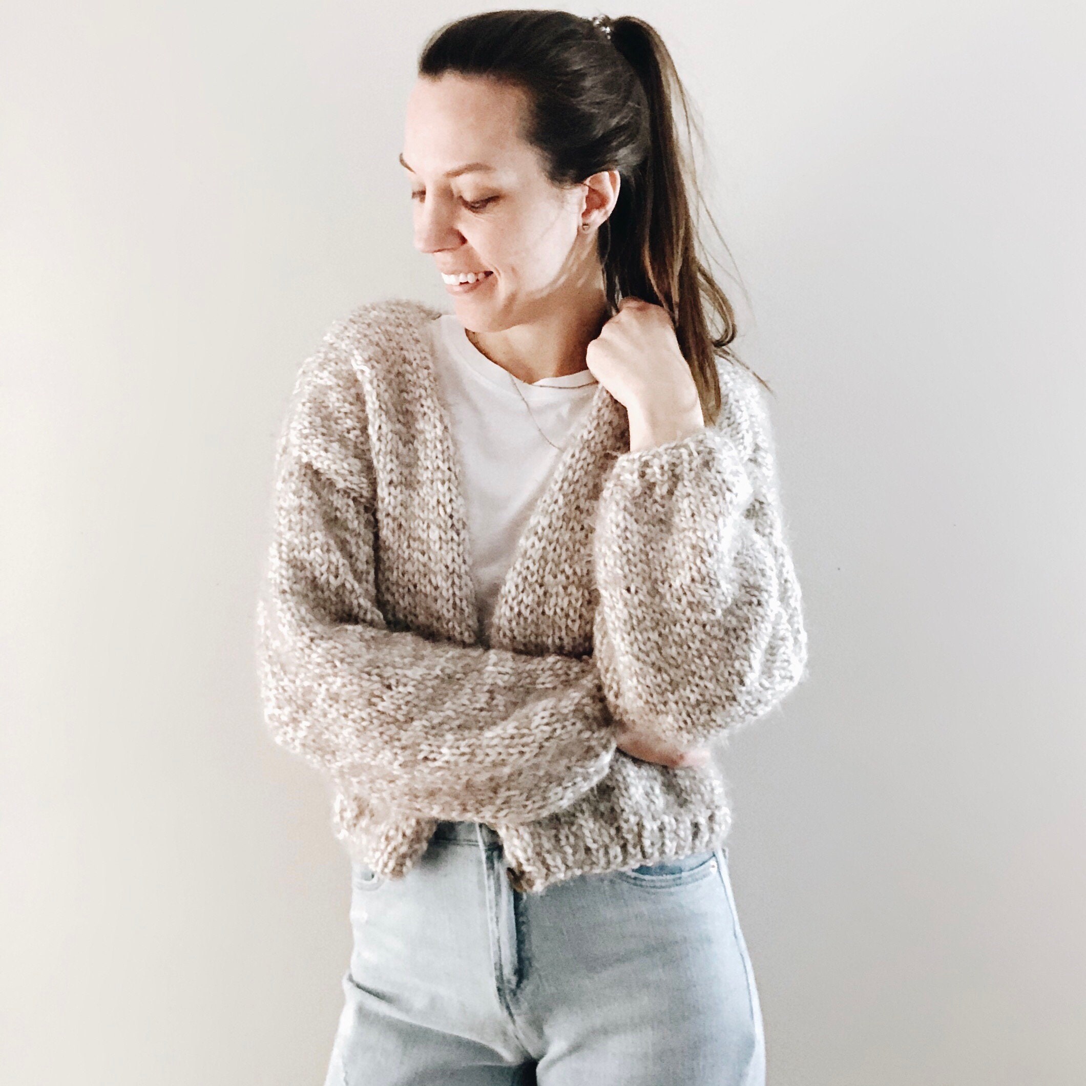 Knitting Pattern The Adelia Modern V Neck Cropped Cardigan Etsy
