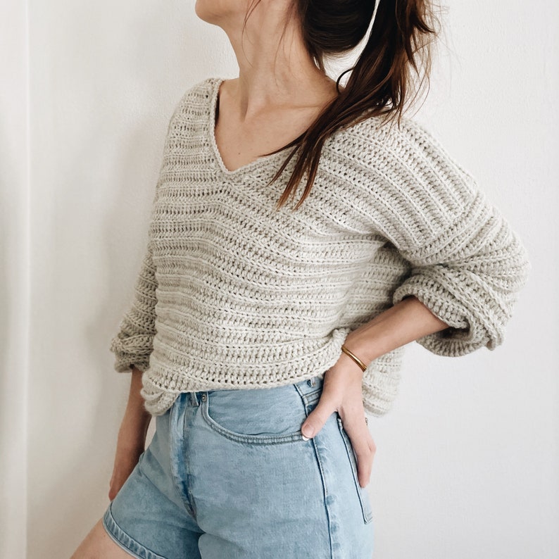 Crochet Pattern the Brynn Modern V Neck Cropped Oversized - Etsy