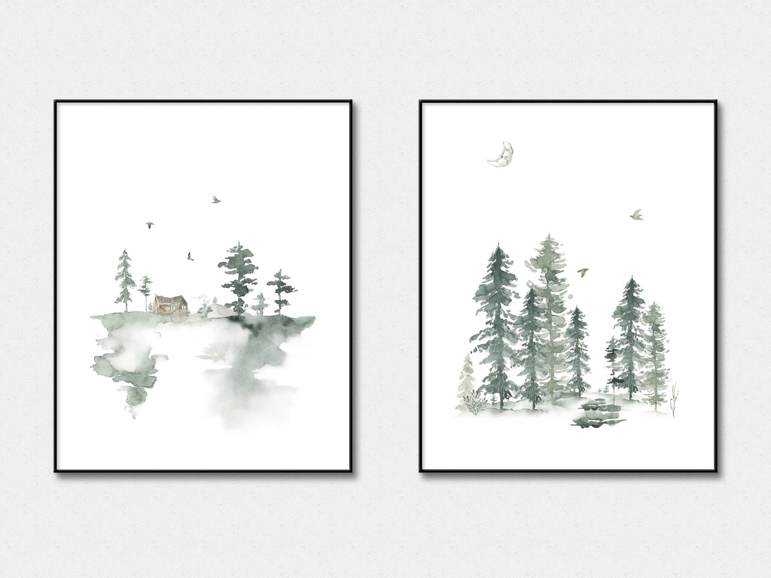 Rustic Mountain Cabin Art, Forest Art Print, Tumblr Room Decor, Wall ...